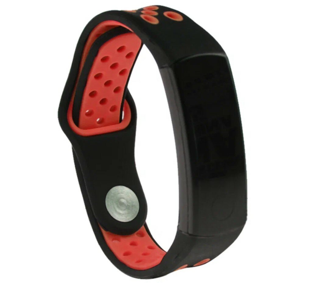Силиконовый ремешок для фитнес-браслета Huawei Honor Band 3 со спортивным дизайном с вентиляцией (Черный-красный)