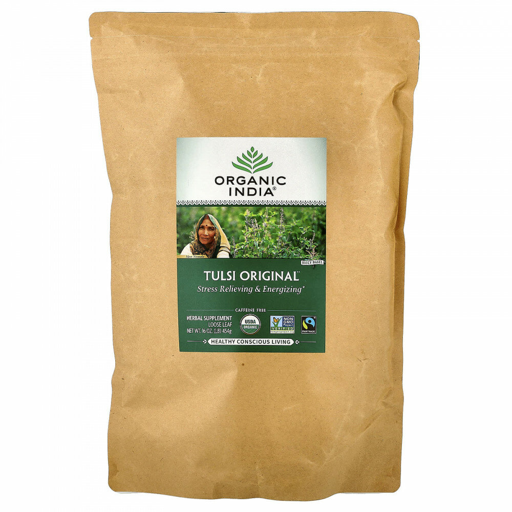 Organic India, оригинальный рассыпной чай тулси, без кофеина, 454 г (16 унций)