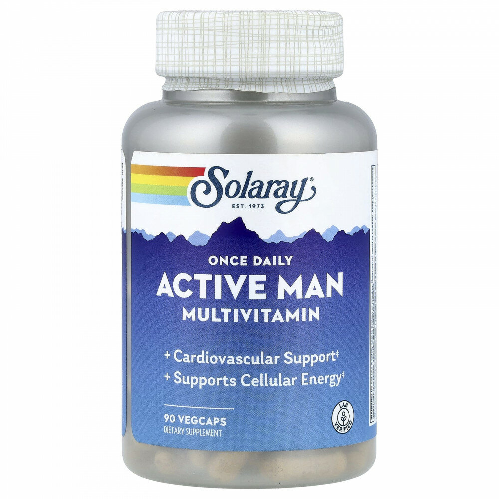 Solaray, мультивитамины для активных мужчин для приёма один раз в день, 90 растительных капсул