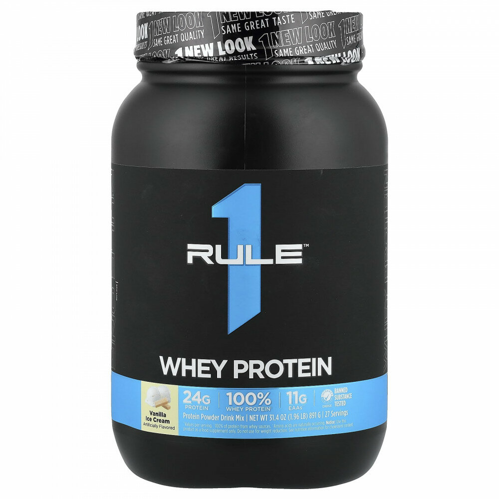 Rule One Proteins, сывороточный протеин, со вкусом ванильного мороженого, 891 г (1,96 фунта)