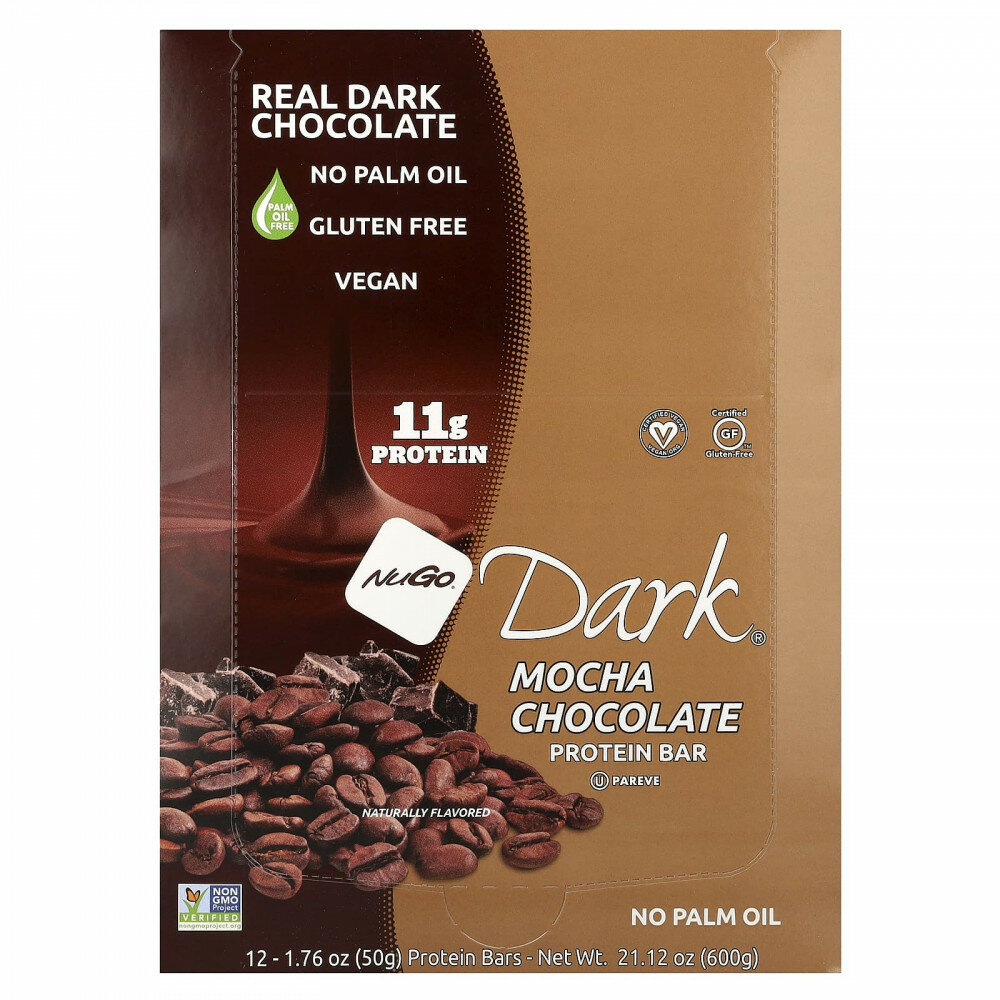 NuGo Nutrition, Dark®, протеиновые батончики, со вкусом мокко, 12 батончиков по 50 г (1,76 унции)