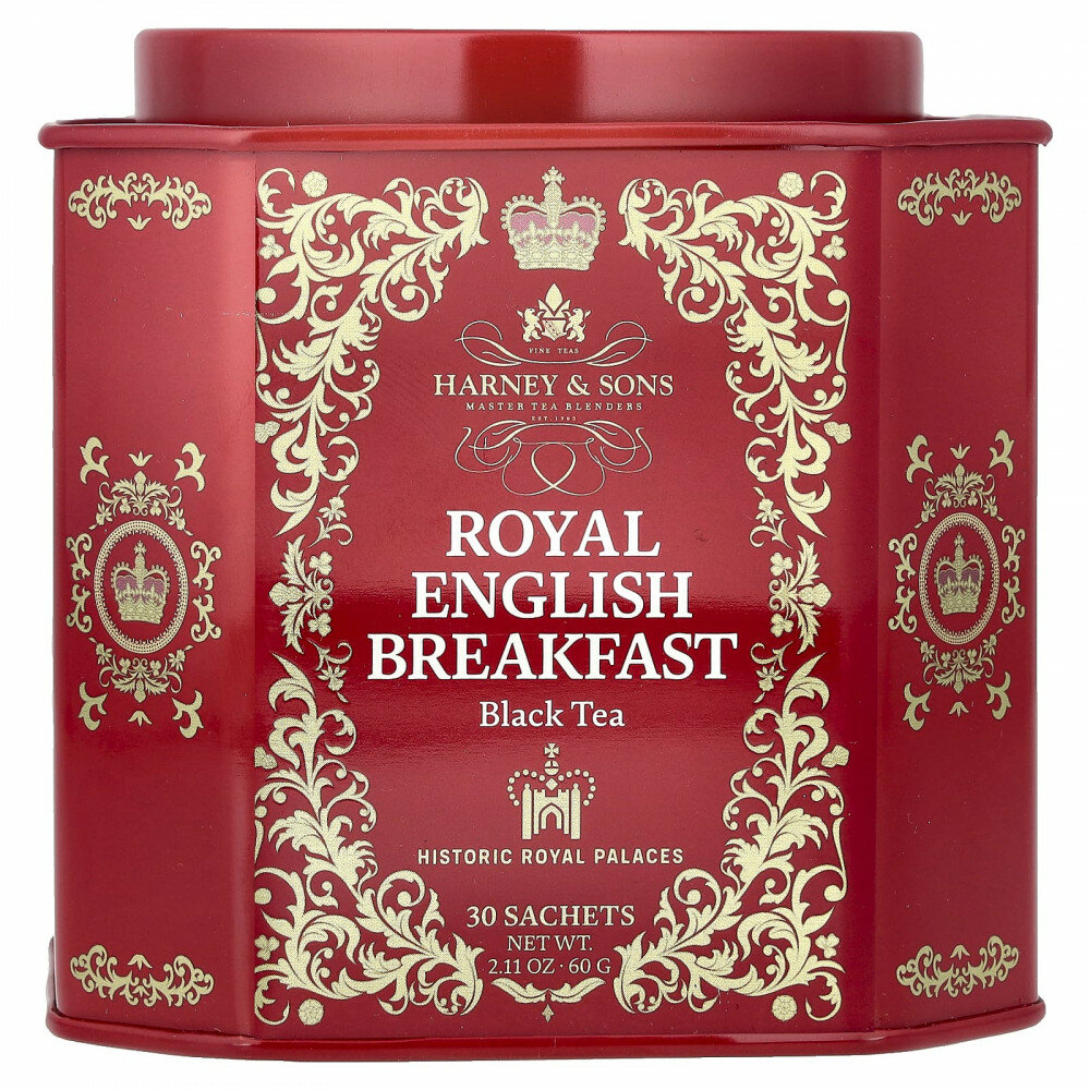 Harney & Sons, Royal английский завтрак, черный чай, 30 пакетиков, 60 г (2,11 унции)