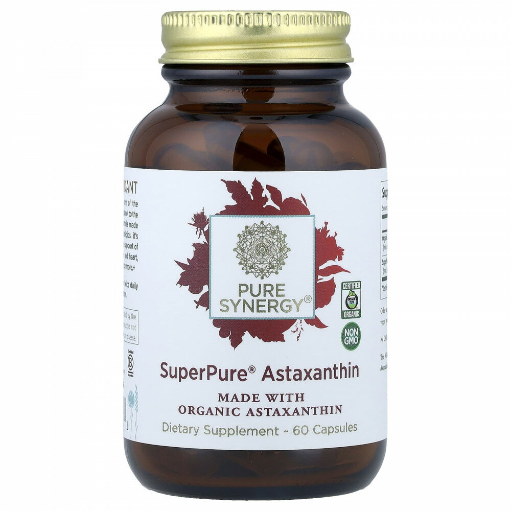 Pure Synergy, SuperPure, астаксантин, органический экстракт, 60 капсул