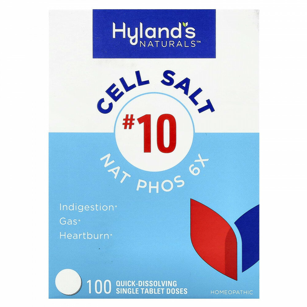 Hyland's Naturals, Cell Salt # 10, Nat Phos 6X, 100 быстрорастворимых отдельных таблеток