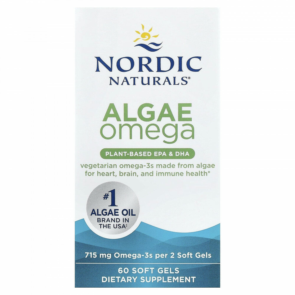 Nordic Naturals, Algae Omega, 60 мягких таблеток (357,5 мг в мягком геле)