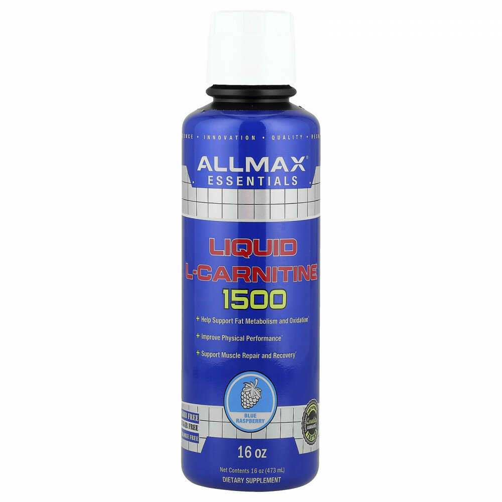 ALLMAX, жидкий L-карнитин 1500, голубая малина, 473 мл (16 уний)