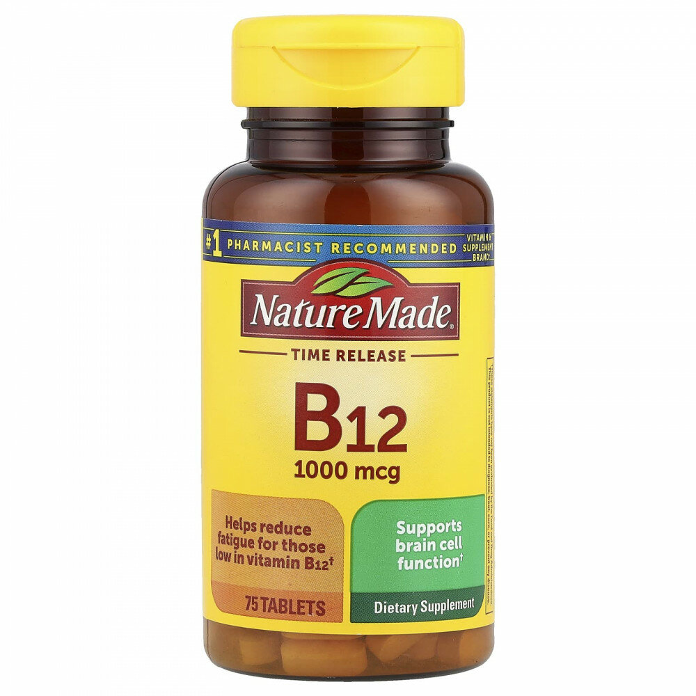Nature Made, Витамин B12, замедленное высвобождение, 75 таблеток