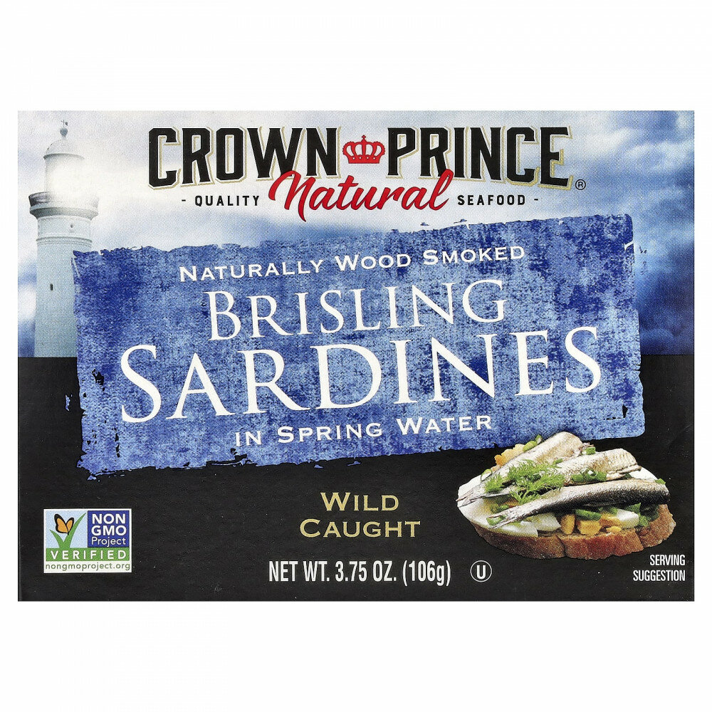 Crown Prince Natural, Brisling Sardines, в родниковой воде, 106 г (3,75 унции)