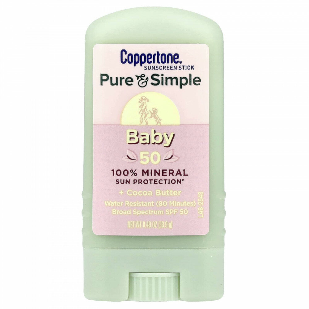 Coppertone, Baby, Pure & Simple, солнцезащитный стик, SPF 50, 13,9 г (0,49 унции)