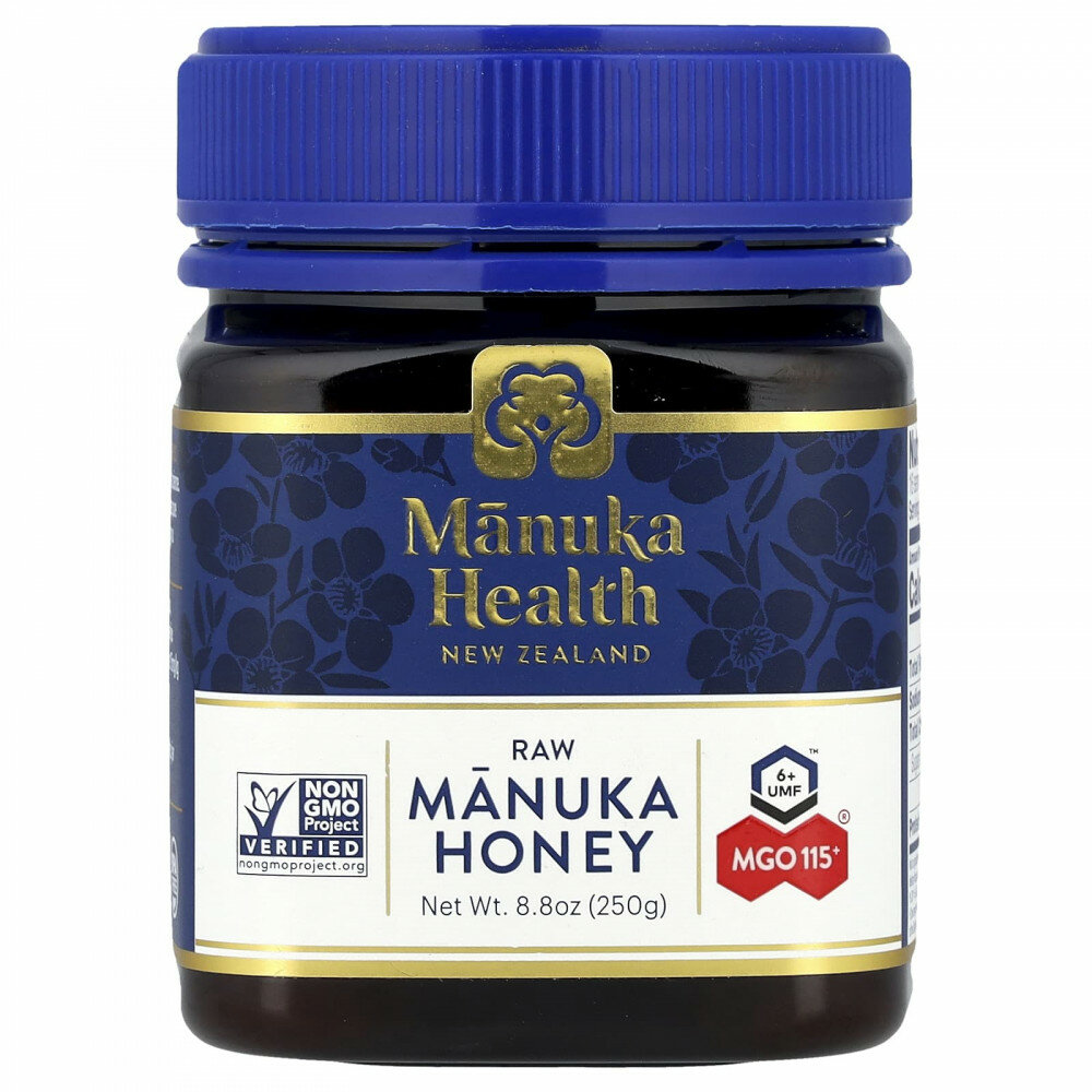 Manuka Health, Необработанный мед манука, UMF 6+ ™, MGO 115+, 250 г (8,8 унции)