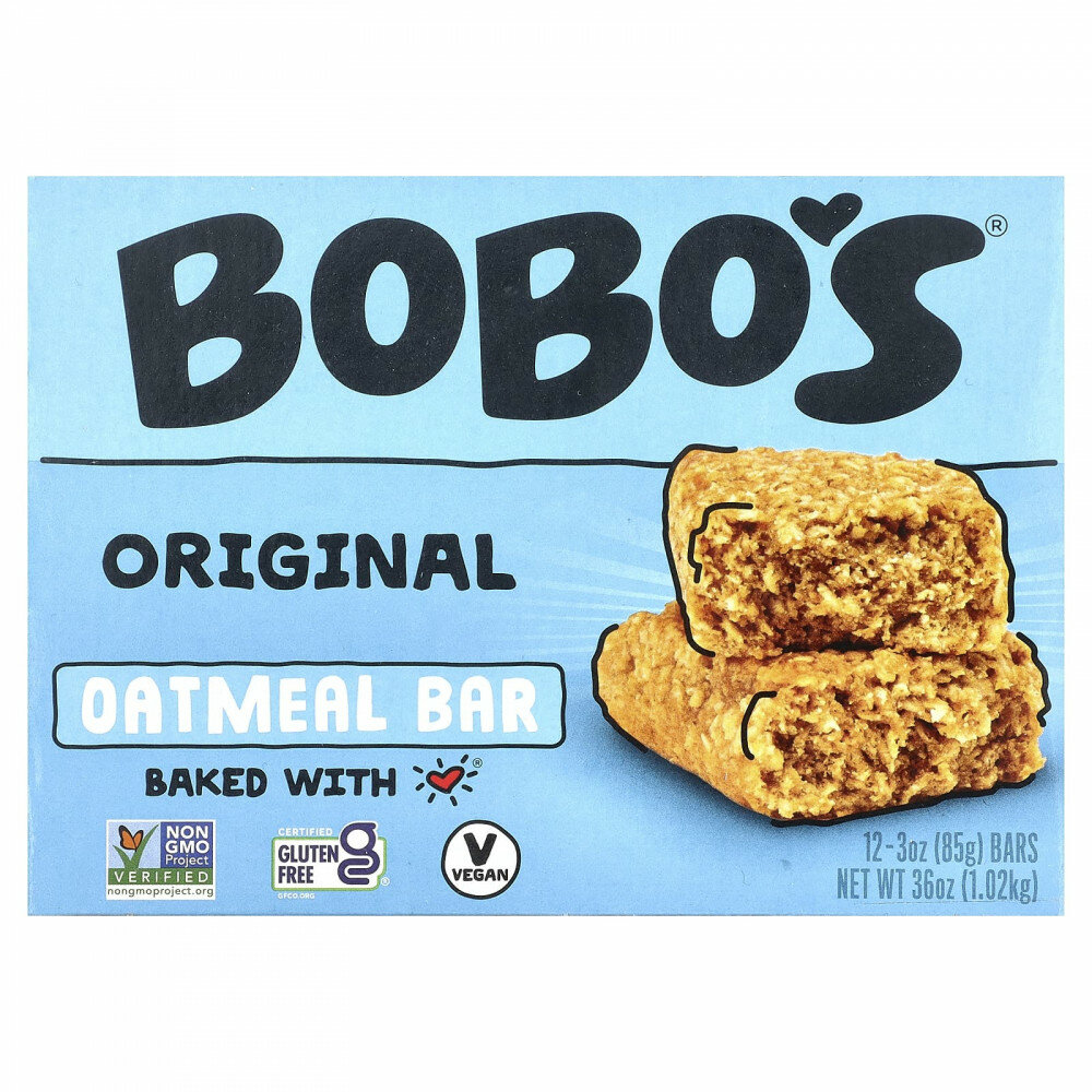 Bobo's Oat Bars, Оригинальные овсяные батончики, 12 батончиков, 85 г (3 унции)