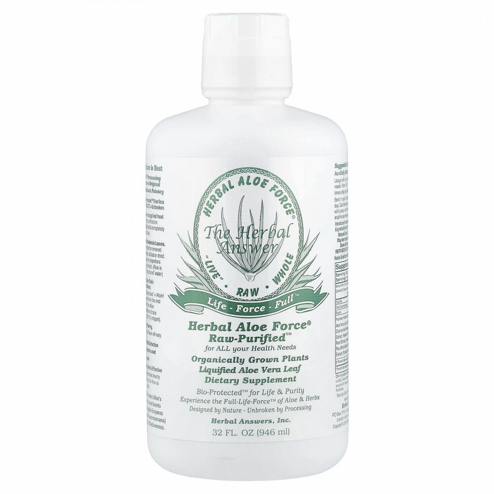 Herbal Answers, Herbal Aloe Force®, Raw Purified™, 946 мл (32 жидк. унции)