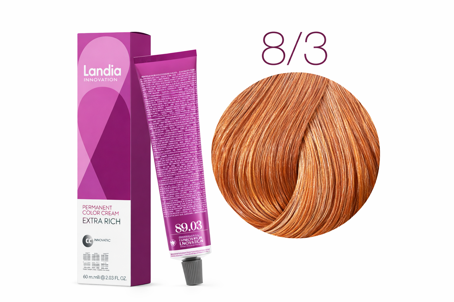 LC Стойкая крем краска для волос, 8/3, Светлый блонд золотистый