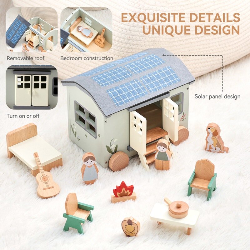 Новый набор игрушек для детей: деревянные табуреты и столик для игры в "детский домик" (коврик для кемпинга)