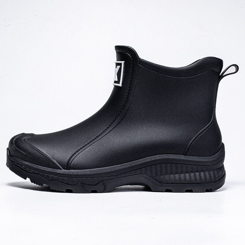Новые весенние резиновые сапоги, водонепроницаемые низкие теплые стильные мужские короткие резиновые сапоги, простые нескользящие резиновые сапоги для улицы.