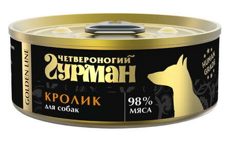 Четвероногий гурман Golden line 12 шт по 100 г влажный корм для собак кролик натуральный в желе