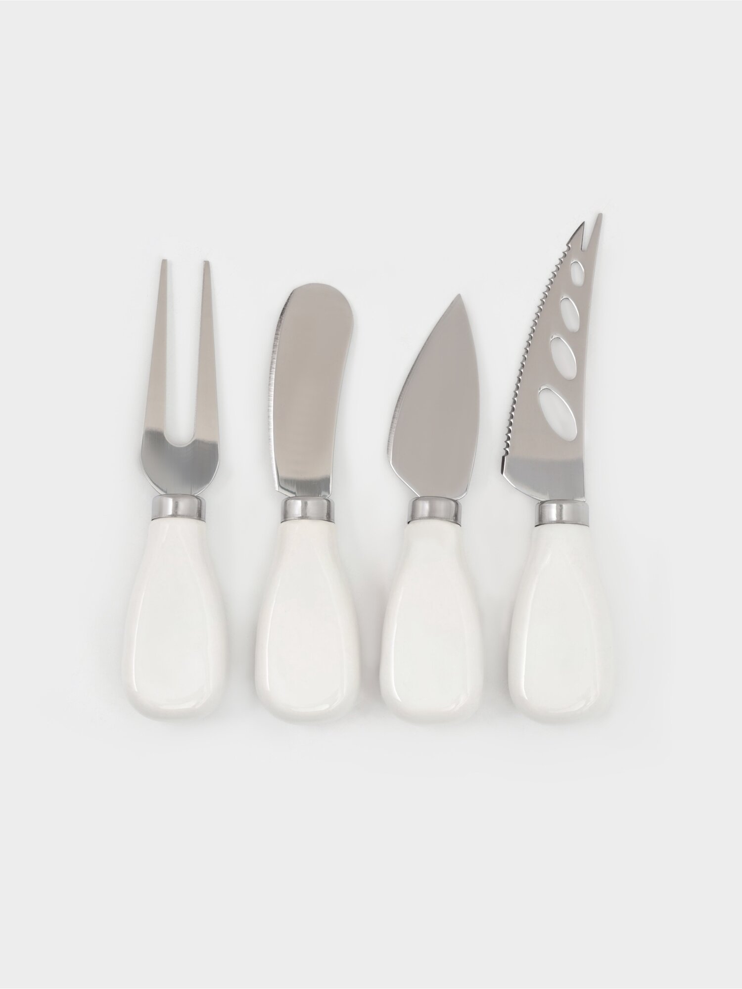 Ножи для сыра Magistro Celt, 4 предмета: нож 3 шт, вилка для сыра 1 шт, керамическая ручка, белые