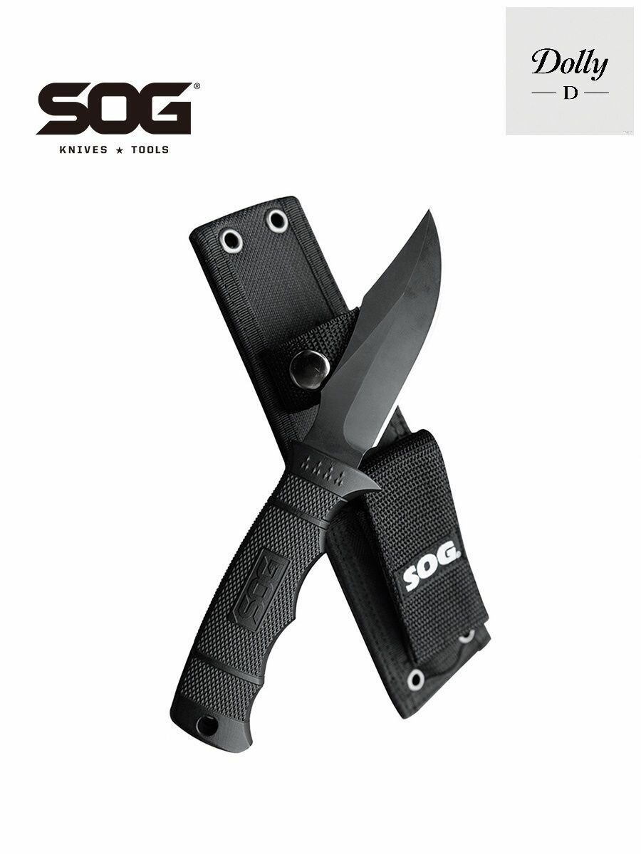 SOG Seal Pup Elite Mini E37M с эксклюзивным клинком из стали AUS8, фиксированное исполнение в черном цвете