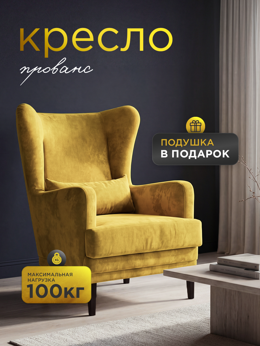 Кресло Центр Мебель "Прованс" велюр, с подлокотниками и подушкой