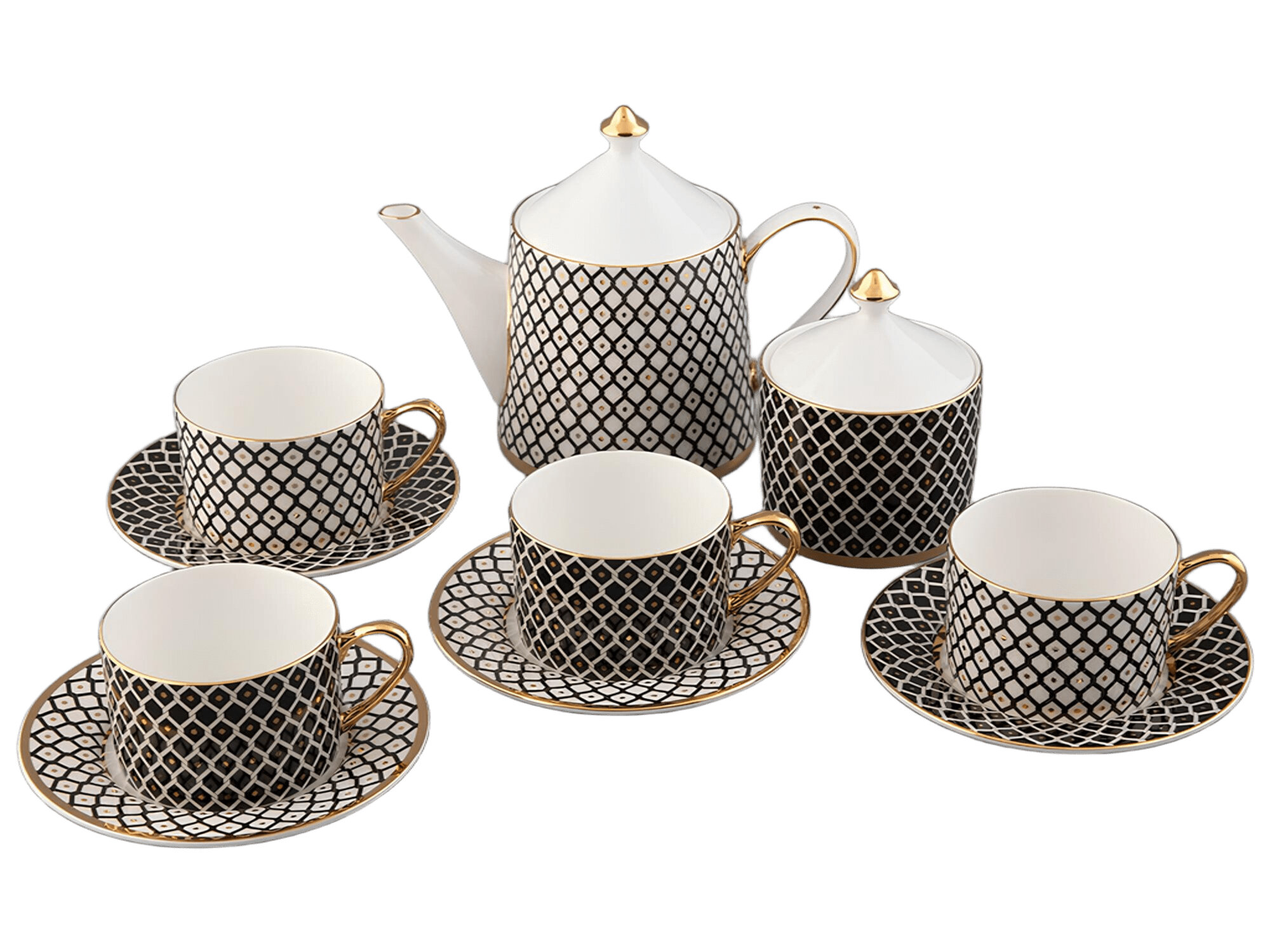 Сервиз чайный ИФЗ Идиллия, Неро, 10 предметов, 4 персоны, костяной фарфор 81.32140.00.1