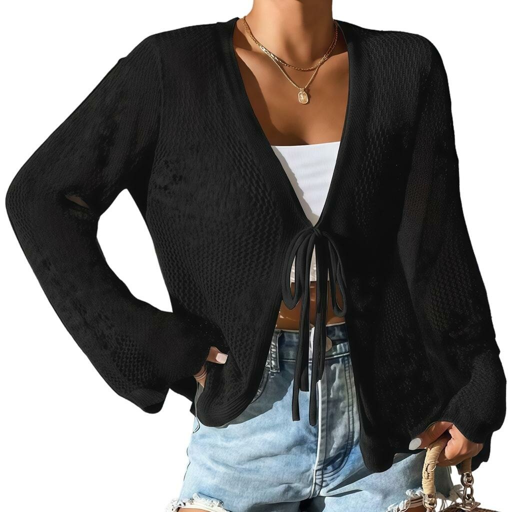 Женские мягкие пляжные накидки, Черный - L