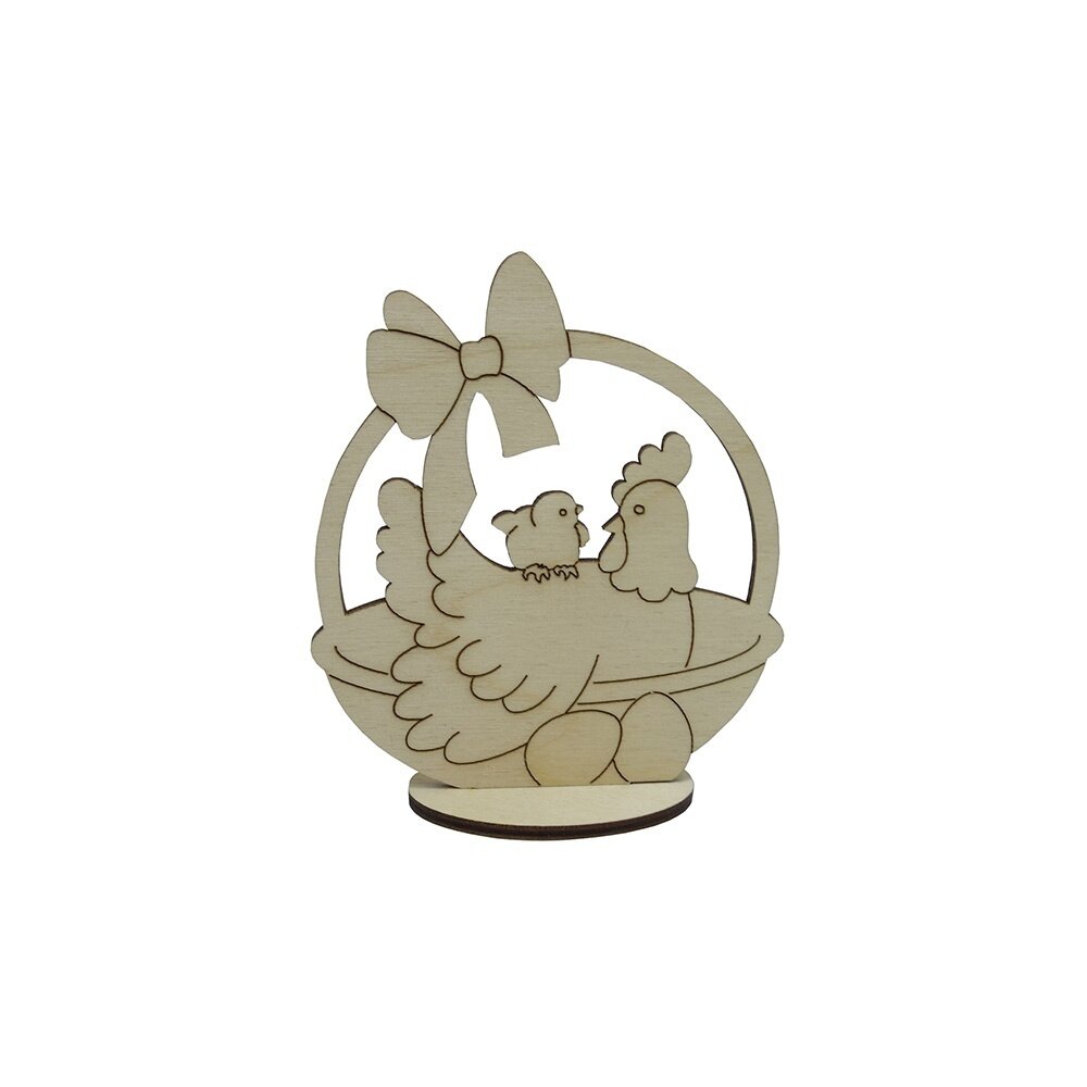 Заготовка для декора Mr. Carving На подставке, фанера, 10х9х3,5 см, Курочка с цыпленком (ВД-860)