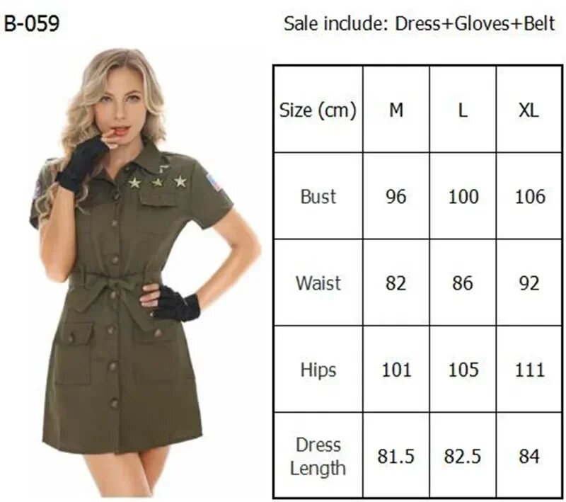 Костюм военного пилота Top Gun Maverick для женщин XL, army green-B-059