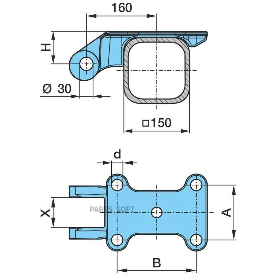 Кронштейн под рессору и реакт. тягу VB30 125 24 4X26 от официального дистрибьютора, BPW, артикул 0318915560