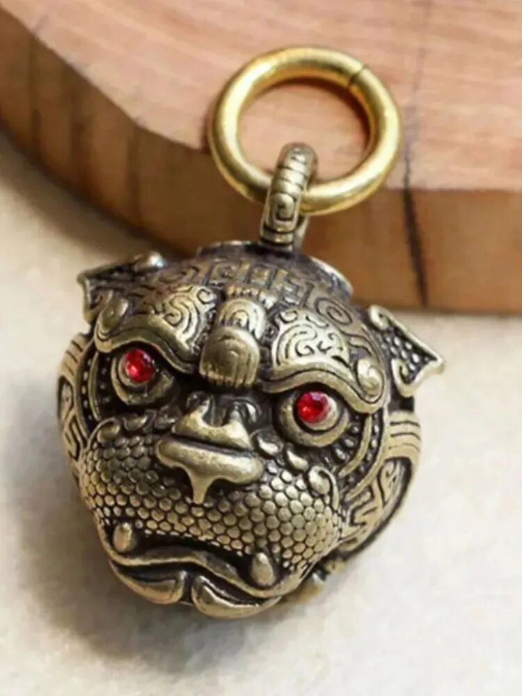 Брелок для ключей с колокольчиком в виде китайского дракона, восточный амулет на удачу и защиту