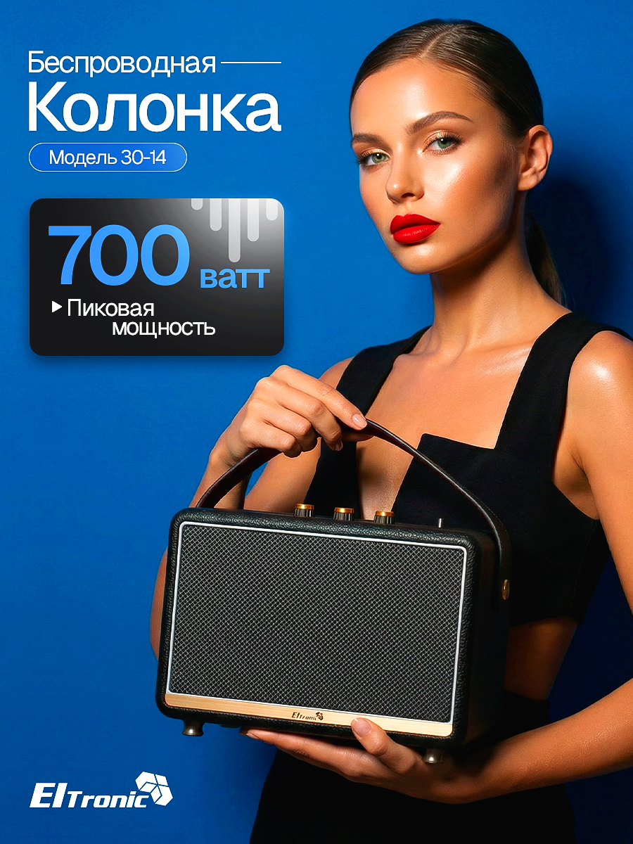 Портативная колонка ELTRONIC "MONSTER BOX" 700вт (30-14), кожа, черный