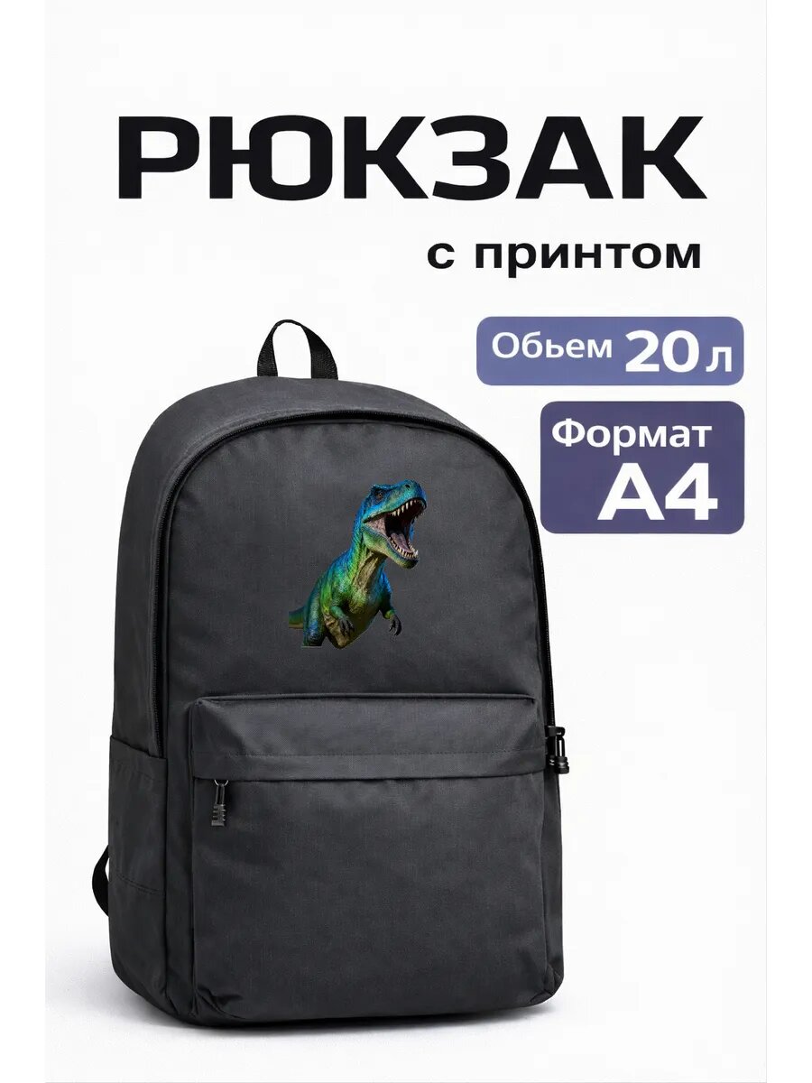 Рюкзак с принтом динозавр городской, повседневный, школьный, для парней и девушек