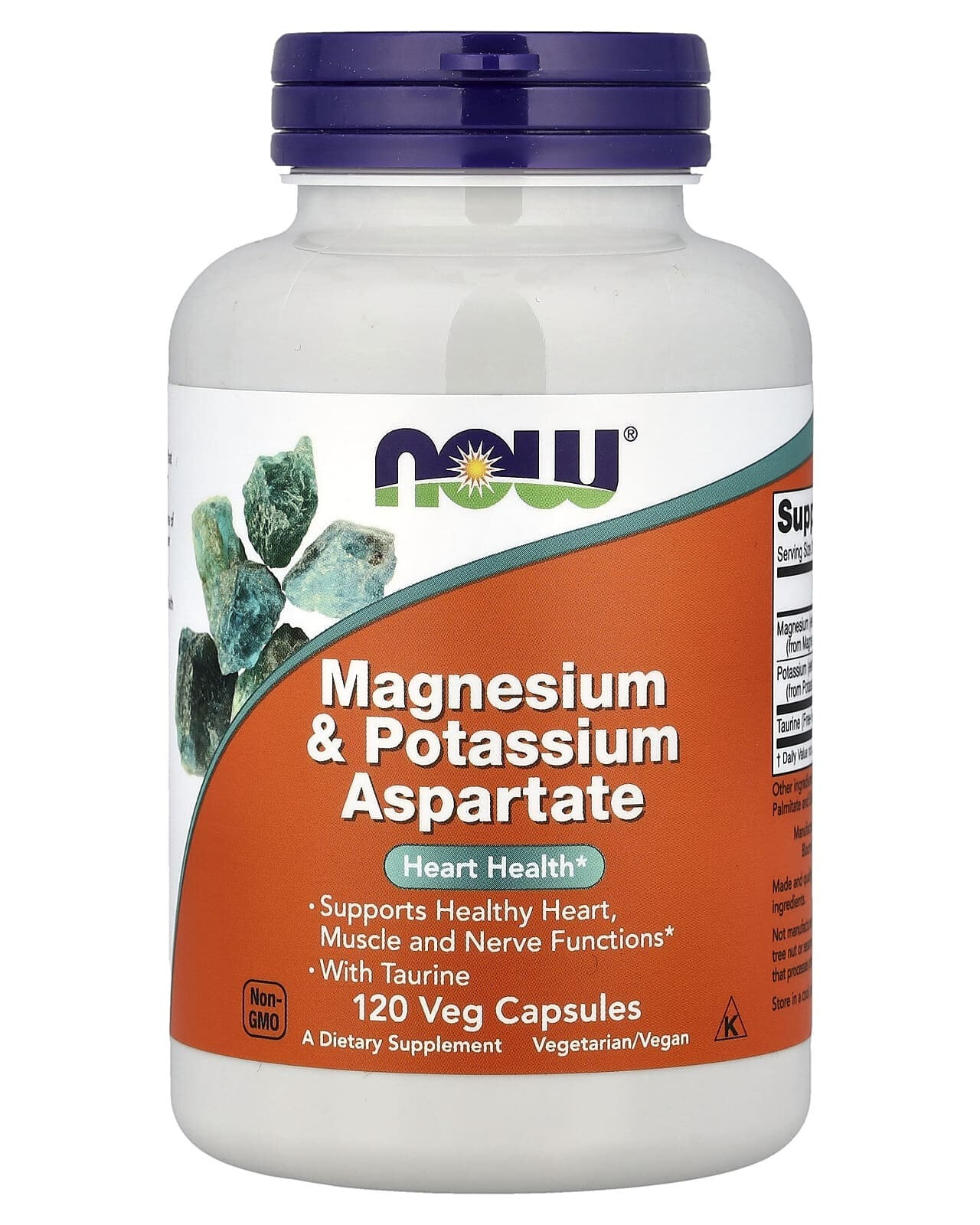 NOW Foods Magnesium and Potassium Aspartate, Магний и аспартат калия 120 вегетарианских капсул
