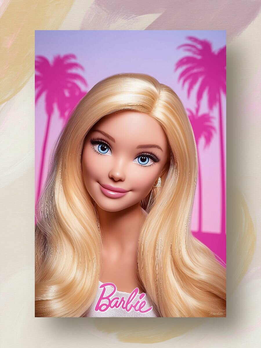 Картина на холсте 40х60 Элемент Принт, кукла Barbie стиль, розовый постер, интерьерная картина в спальню, детскую