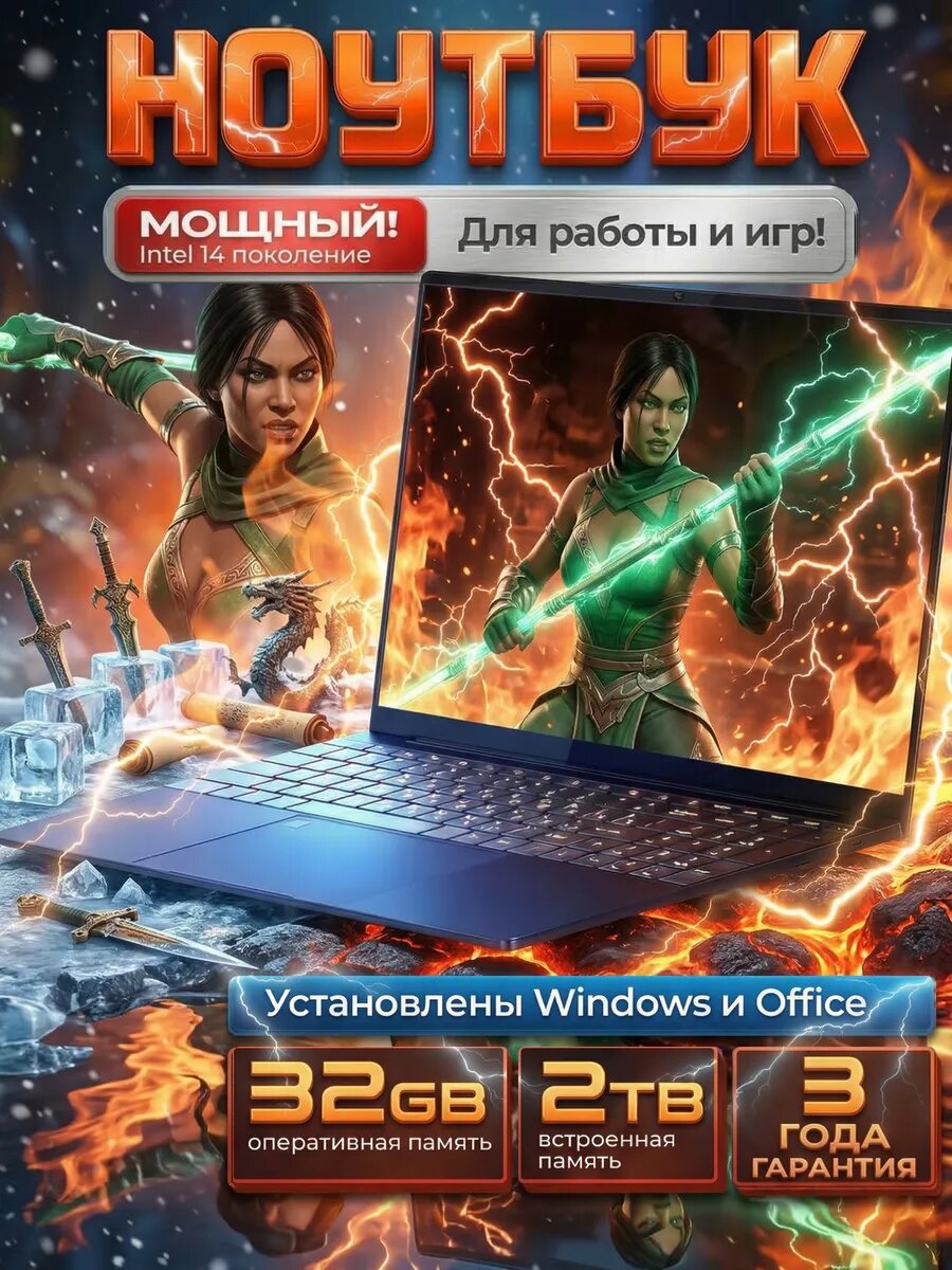 Ноутбук Intel Core i7-14700HX, 32GB RAM, 2048GB SSD, 2026 + Office