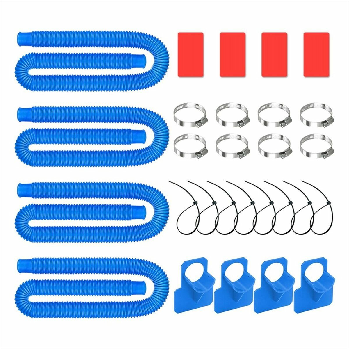 Комплект из 4 держателей для шлангов и труб для фильтрующих насосов бассейна производительностью 330 галлонов в час (530-1000 галлонов в час), синий.-ROMIKY