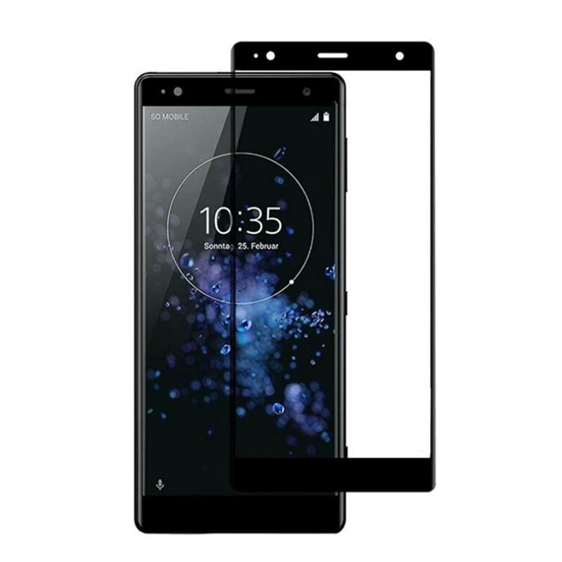 Силиконовый стеклянный защитный экран для Sony Xperia XZ2 Чёрный край Полное покрытие 1 лист для мобильного телефона
