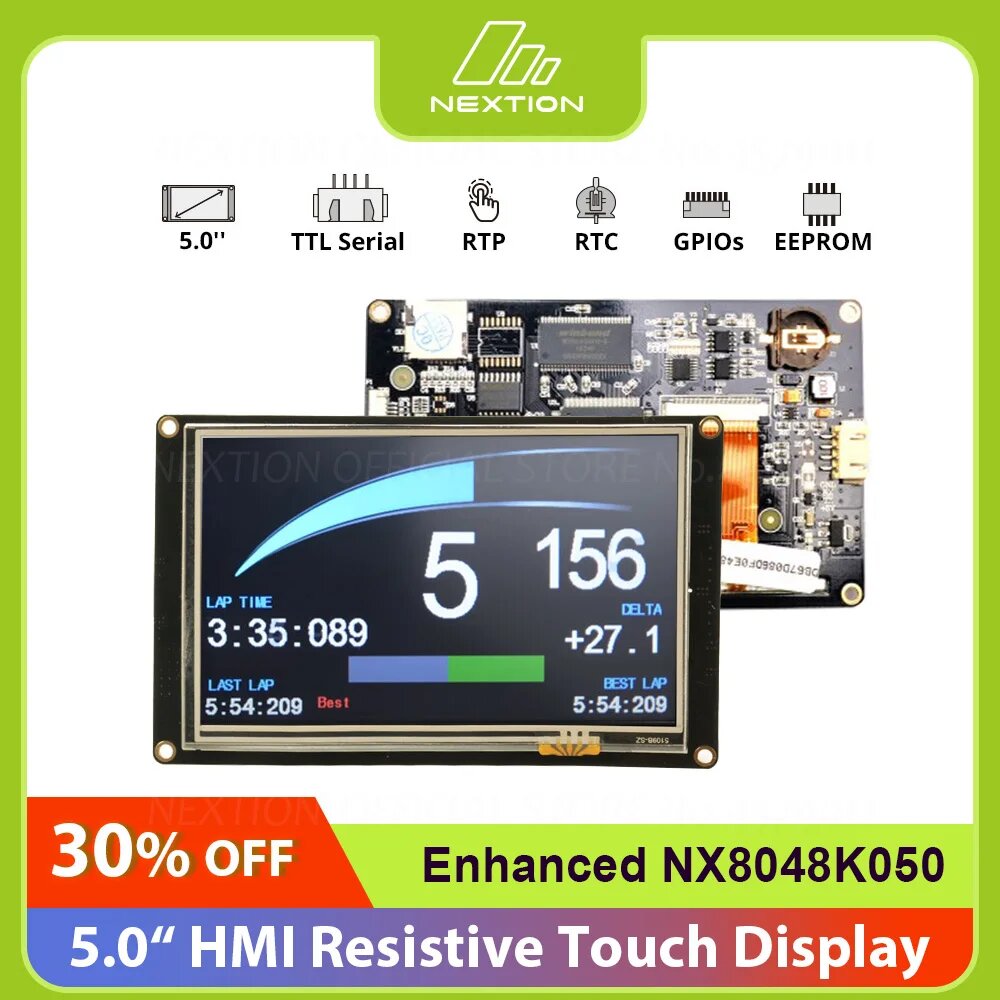Nextion Enhanced NX8048K050 — 5,0-дюймовый сенсорный ЖК-дисплей HMI, модуль, встроенный RTC/большая емкость флэш-памяти/швидшие часы MCU