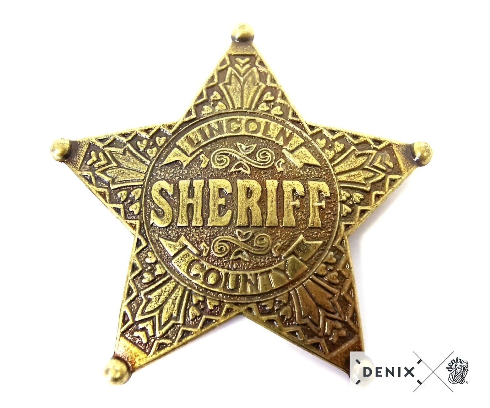 Значок Denix DE-104, латунь, пятиконечная звезда шерифа, с коробкой