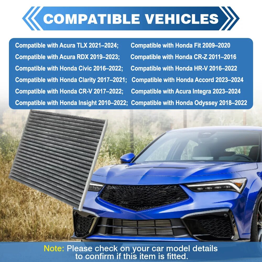 Автомобильный активированный воздушный фильтр салона для Acura Integra RDX TLX Honda Accord Civic CR-V CR-Z 80292TG0Q01, CF11182, E3929LI
