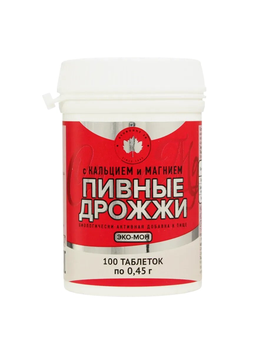 Дрожжи пивные Эко-мон кальций и магний таблетки массой 0,45 г 100 шт