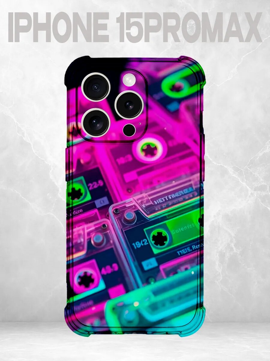 Чехол на iPhone 15 Pro Max кибер схема неон