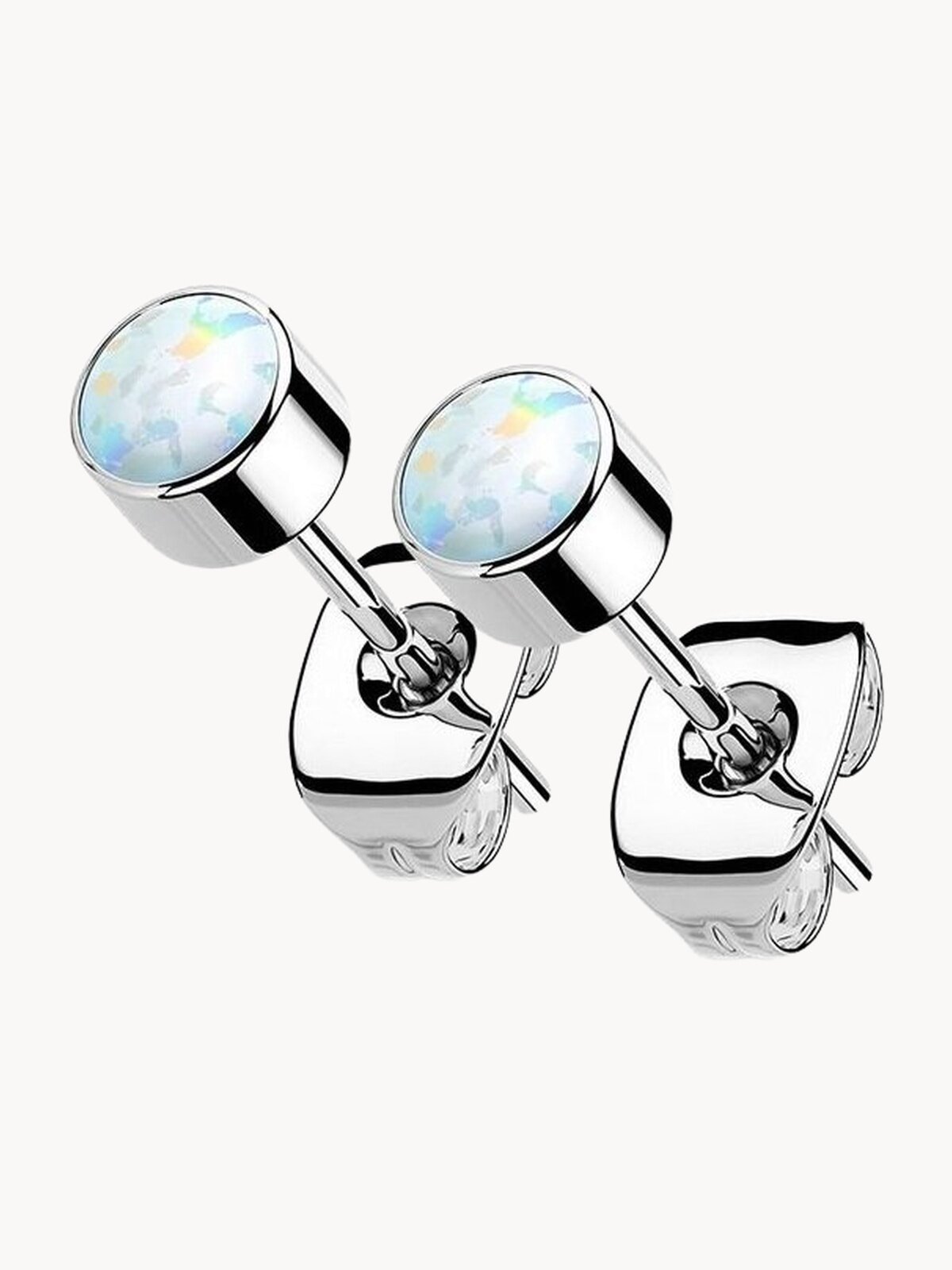 Серьги пусеты, опал, искусственный камень, опал синтетический