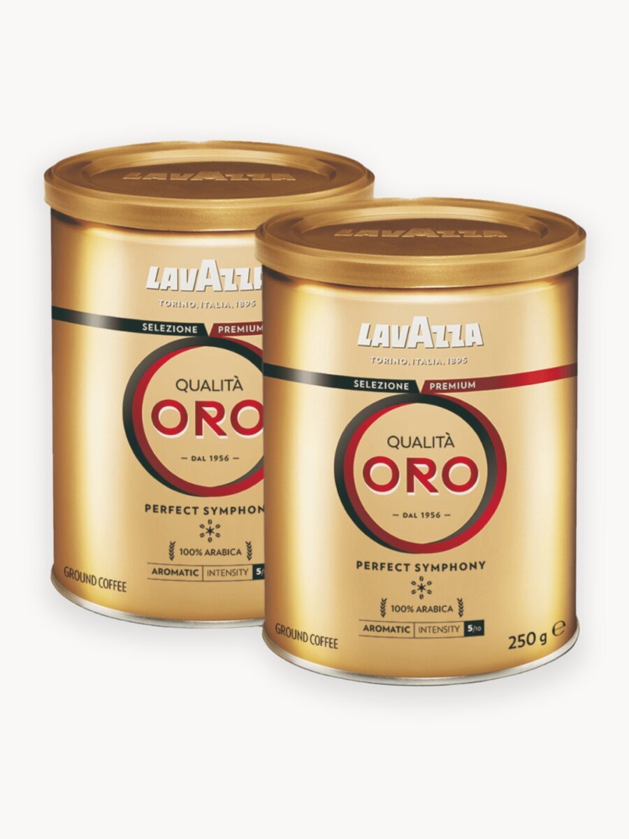 Кофе молотый Lavazza "Qualita ORO", 2x250 гр, в металлической банке, 100% Арабика