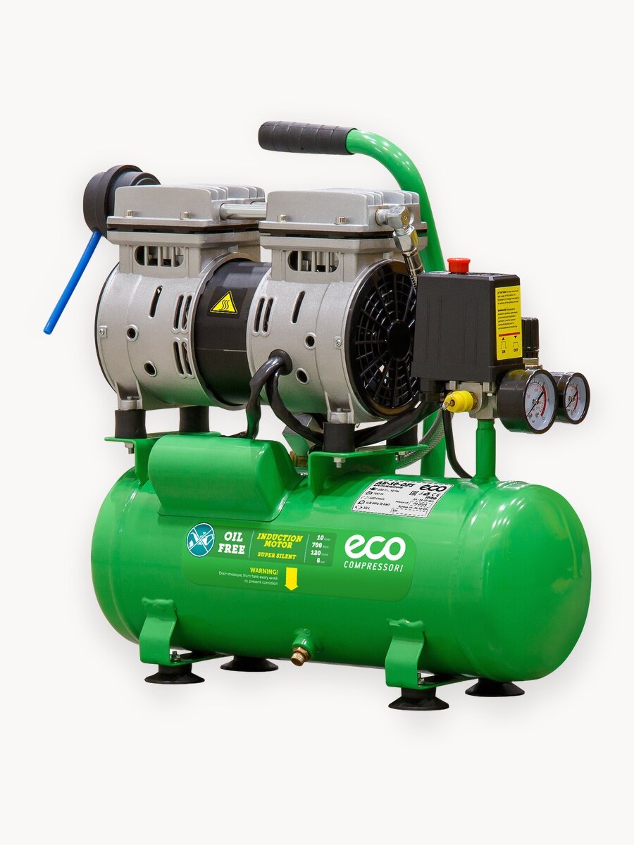 Компрессор воздушный безмасляный 10л поршневой 120 л/мин ECO (AE-10-OF1)