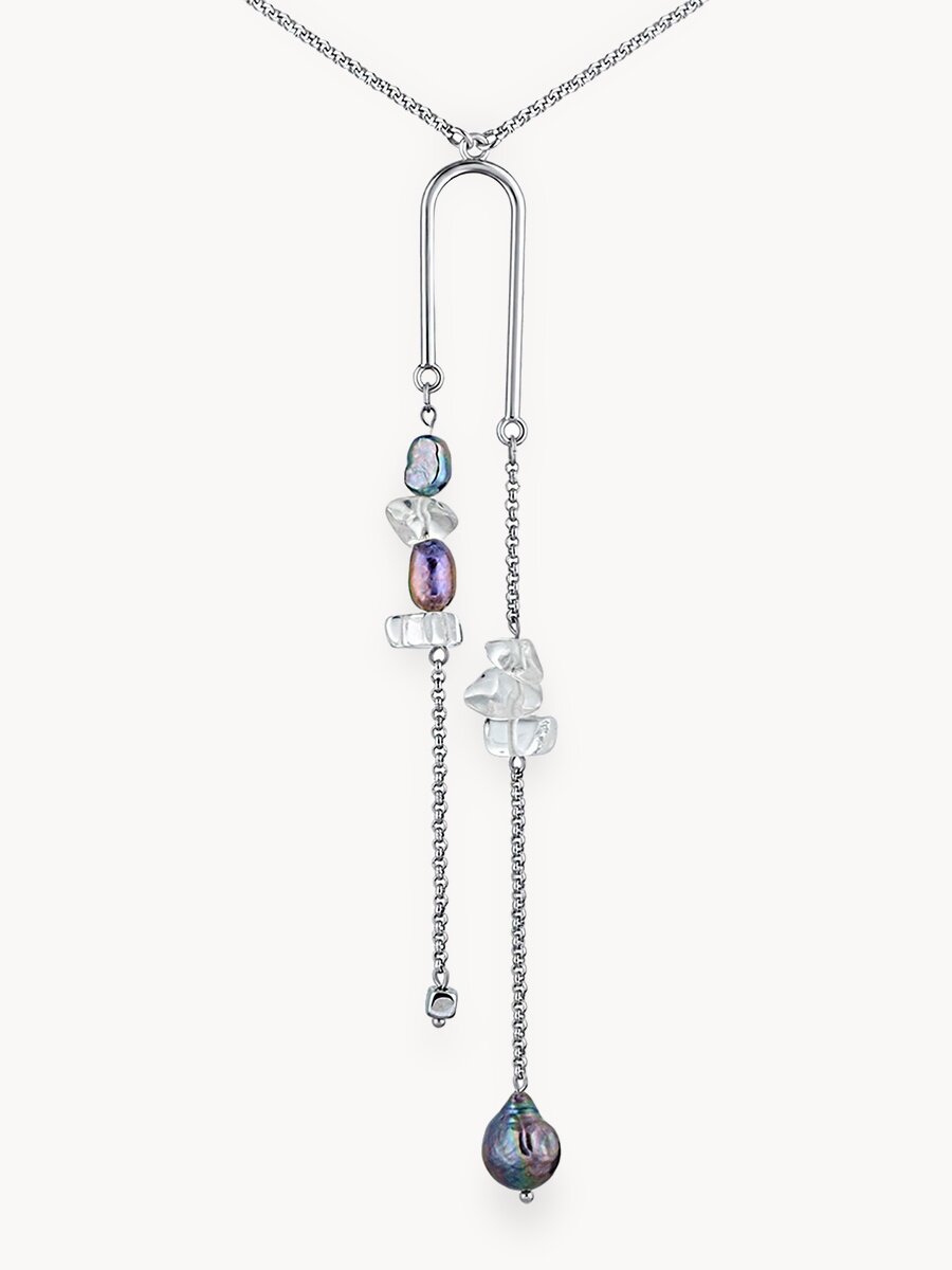 Колье, жемчуг пресноводный культивированный, стекло, гематит