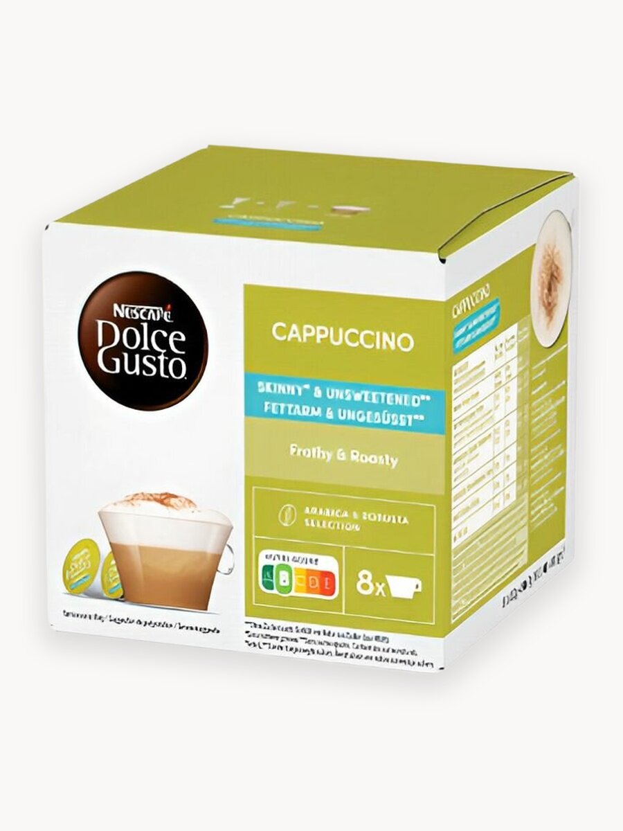 Кофе в капсулах Nescafe Dolce Gusto Cappuccino Skinny, обезжиренный и с низким содержанием сахара, для системы Dolce Gusto, 8 порций, 16 шт