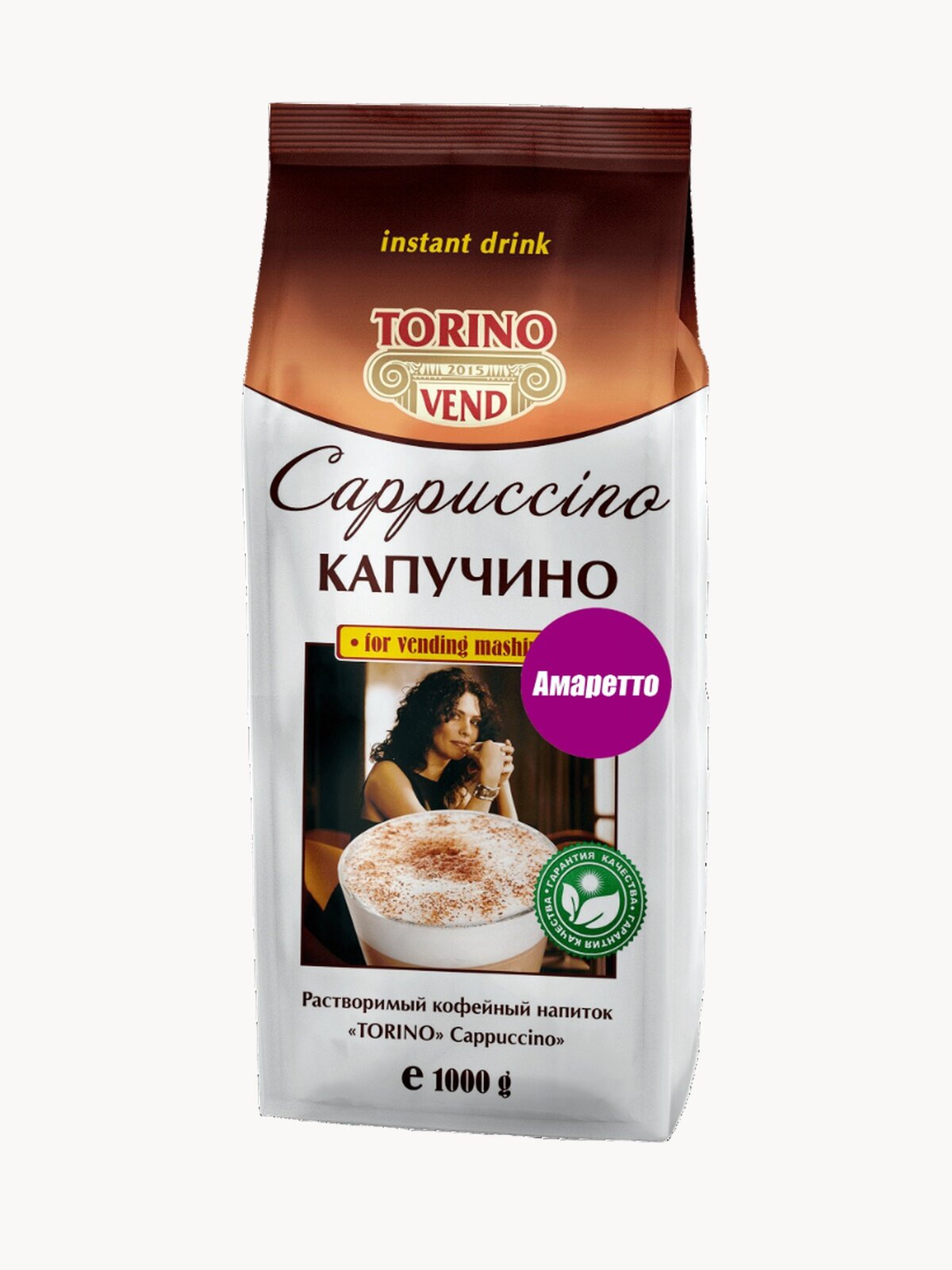 Кофейный напиток TORINO Капучино Амаретто, пакет, 1 кг, растворимый