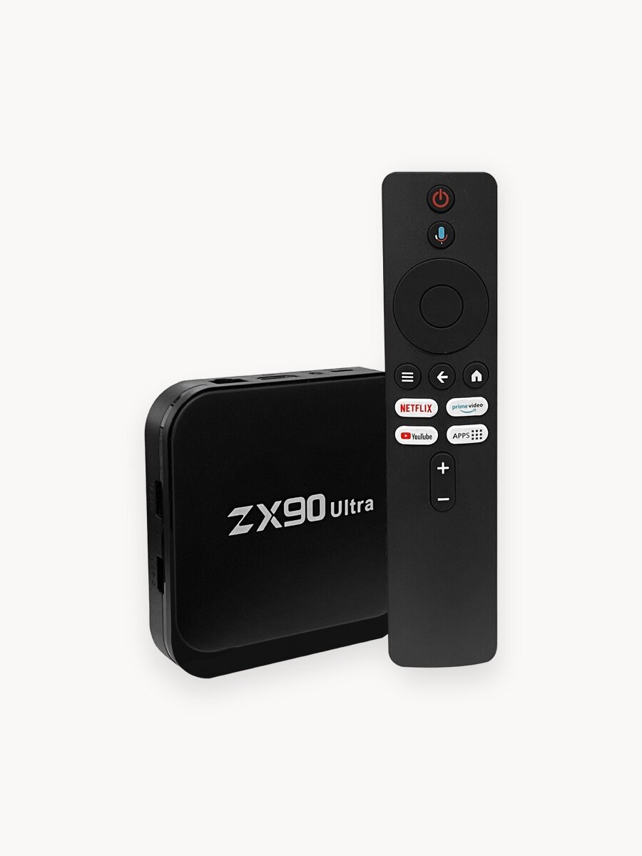 ТВ-приставка ZX90, 4K, Android 14, пульт дистанционного управления, сетевой радиоприемник, черный