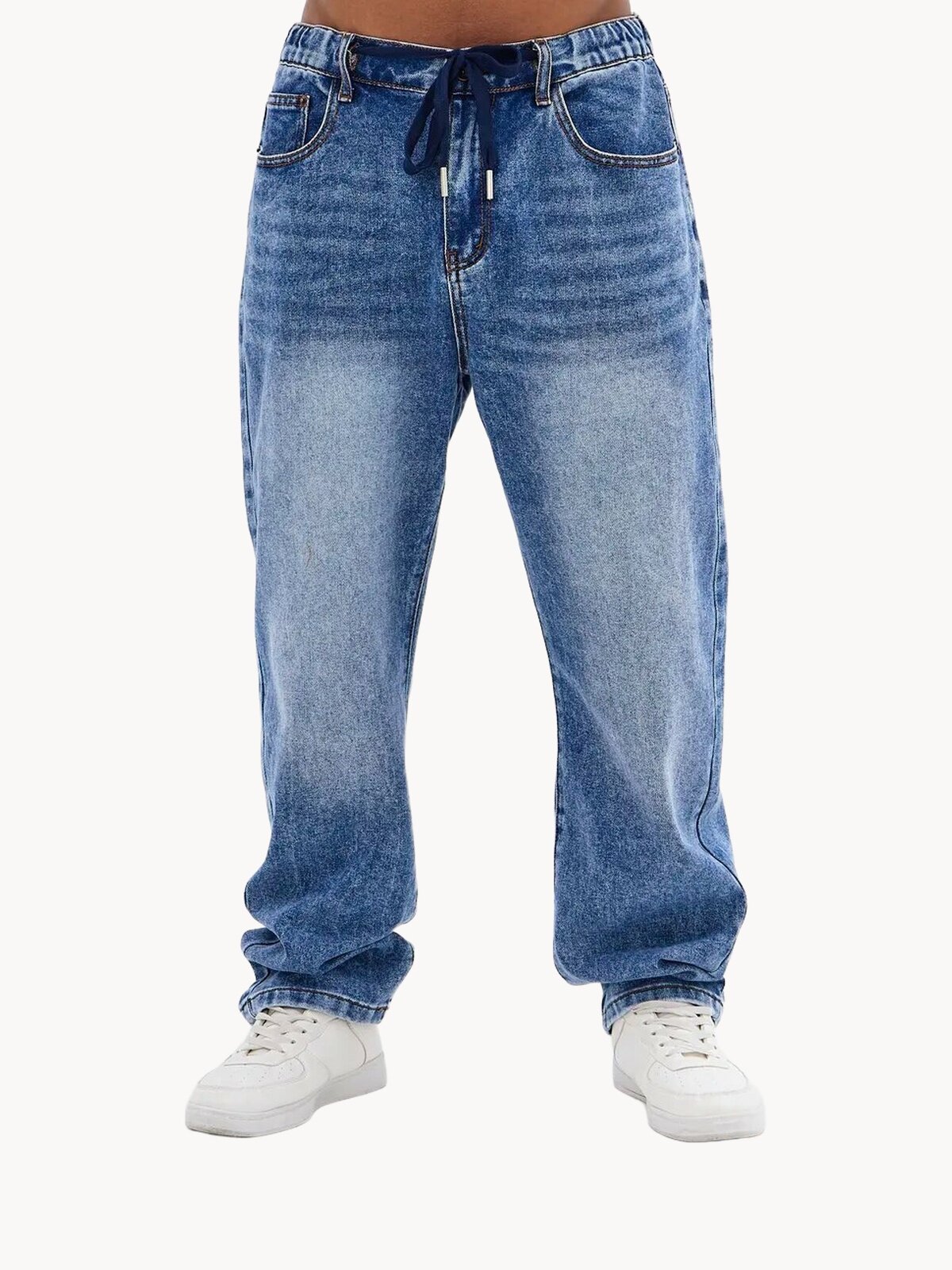 Джинсы багги на резинке 