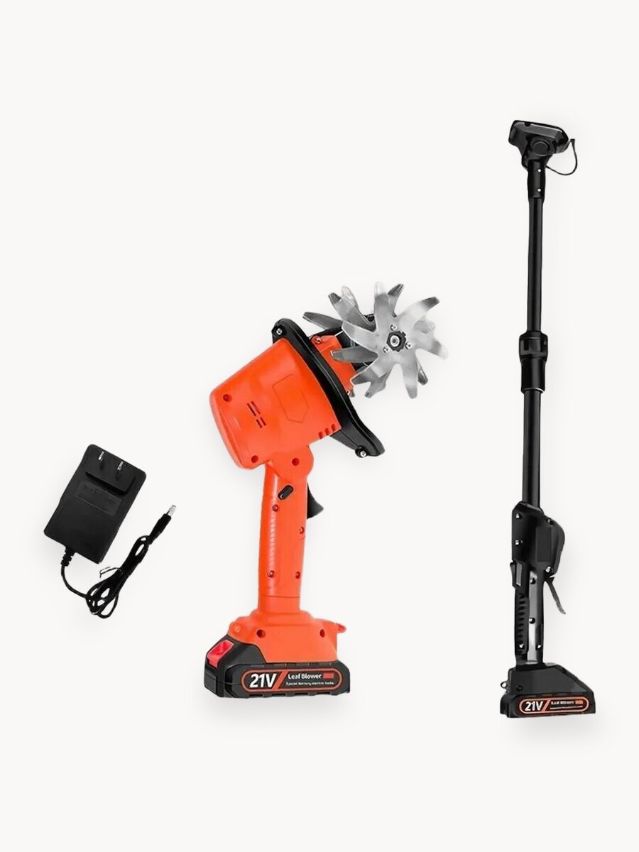 Электротяпка-культиватор, 2 в 1, оранжевый, 60 мин от 1 батареи, ширина захвата 10см, глубина 10см